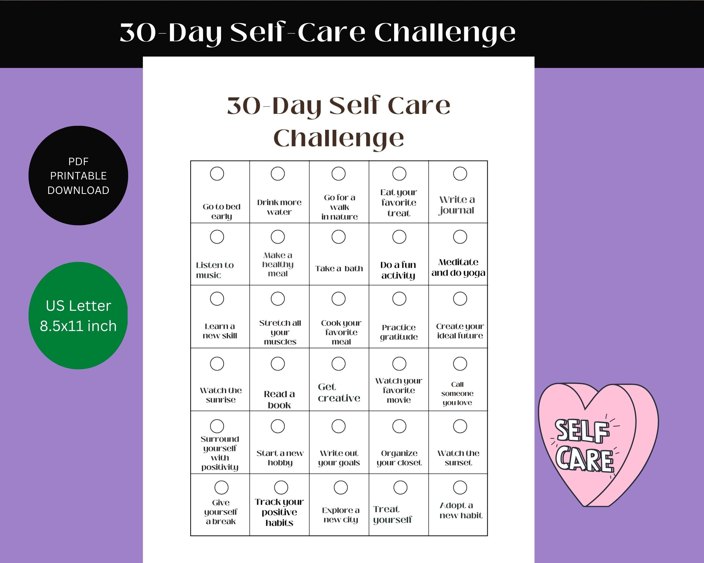 Self-care Challenge 30 Day Challenge Instant Download - Etsy