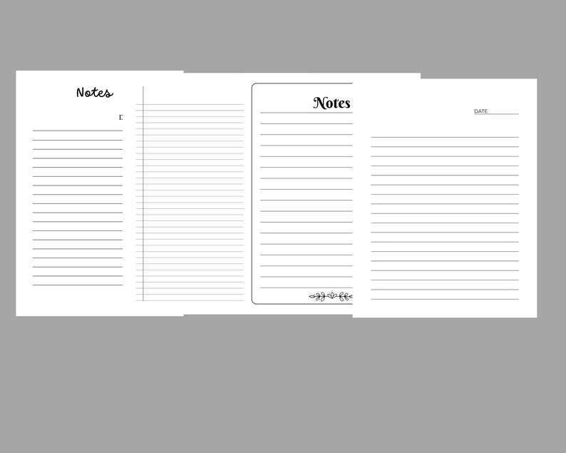 Note Taking Paper lined Journal Paper instant Download PDF/PNG - Etsy