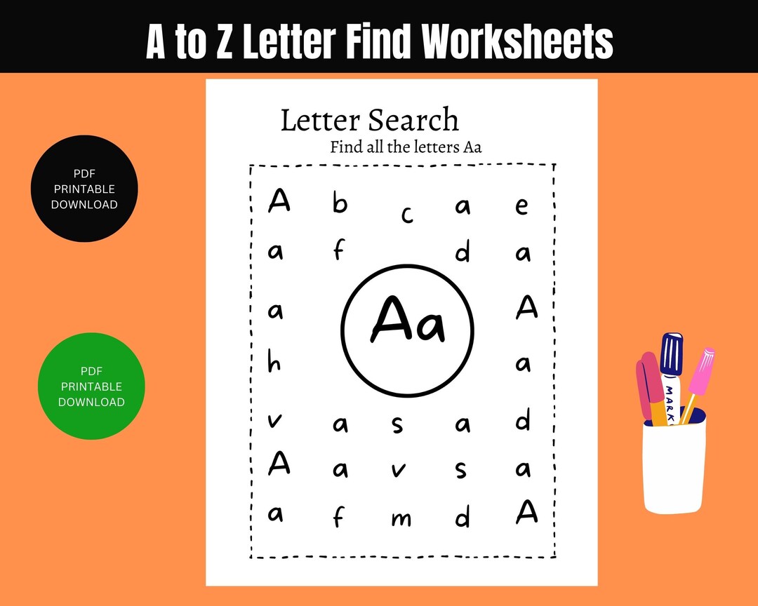 A to Z Letter Find Worksheets alphabet Printable Letter Word Search ...