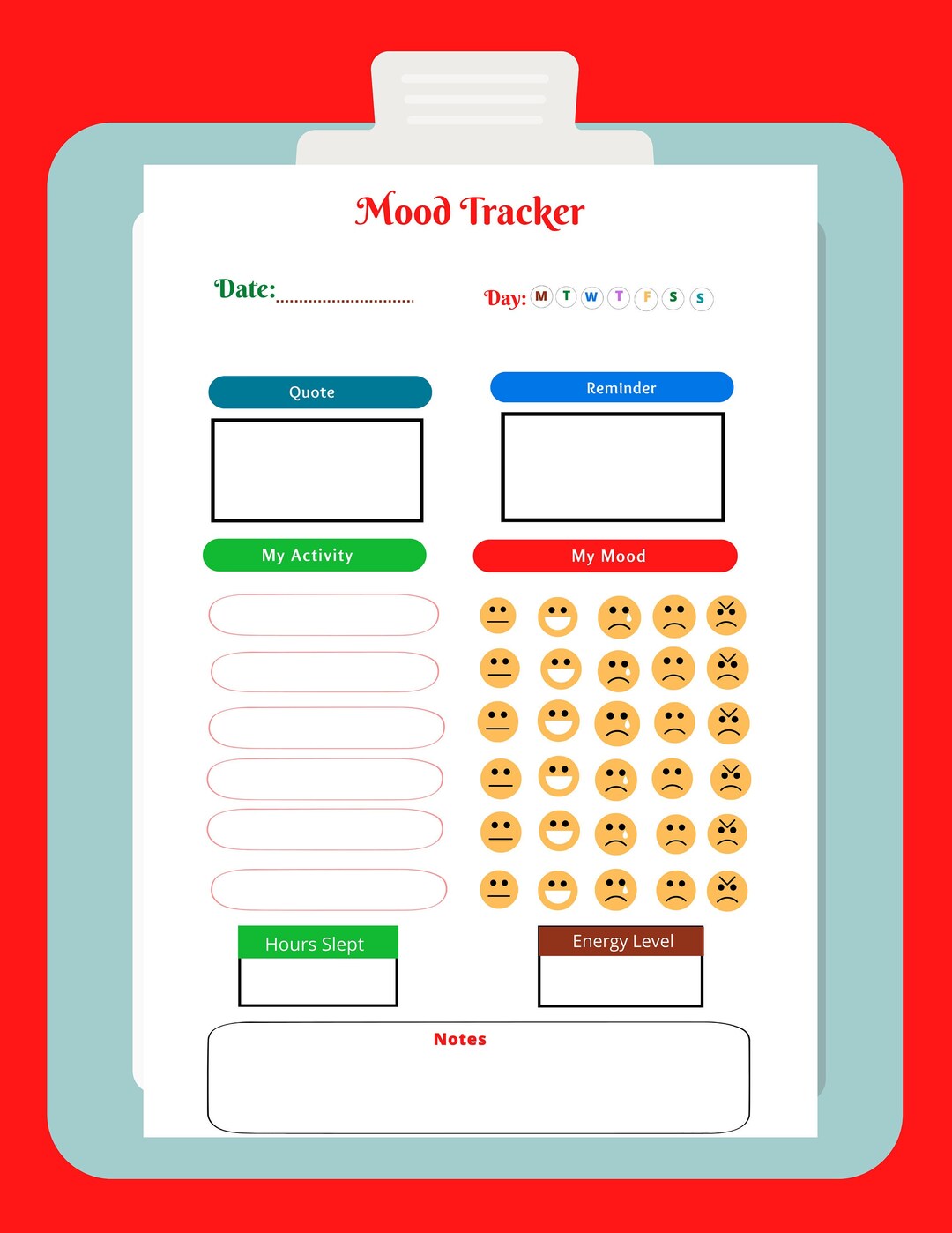 Mood Tracker Journal Daily Mood Tracker - Etsy