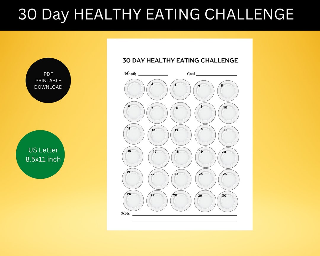 30 Day Challenge 30 Day Healthy Eating Tracker Goal Setting - Etsy