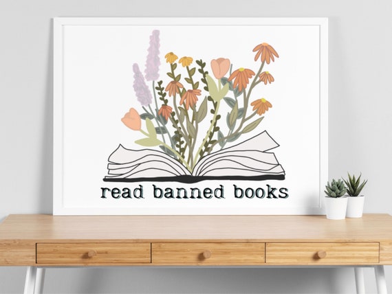 Read Banned Books Poster for Classroom or Library Floral - Etsy