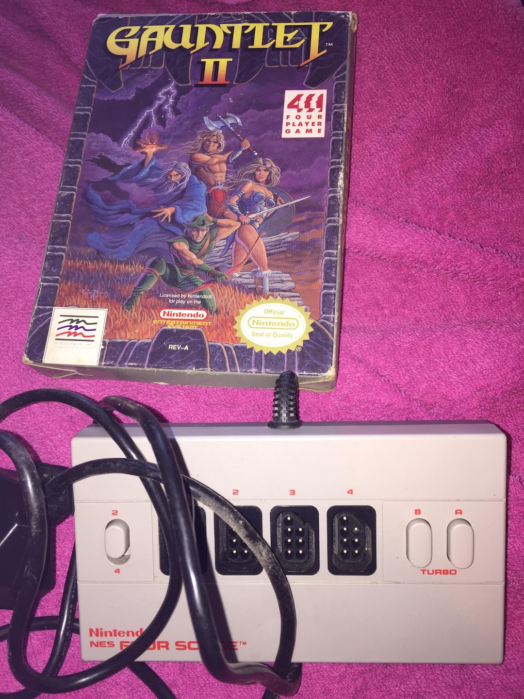 Gauntlet II and Four Score 4 Player Adapter Nintendo NES Complete in ...