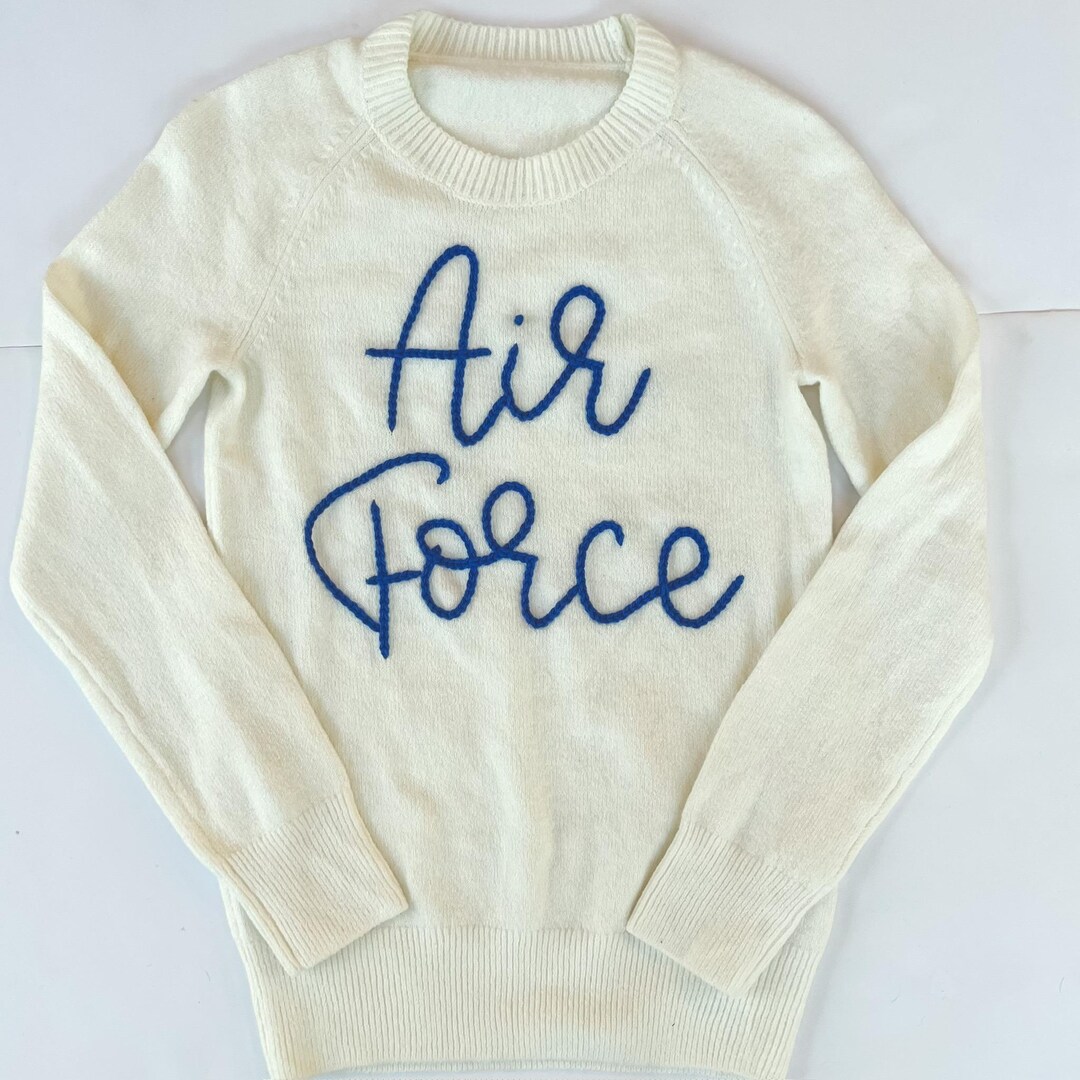 Air Force Hand Embroidered Sweater - Etsy