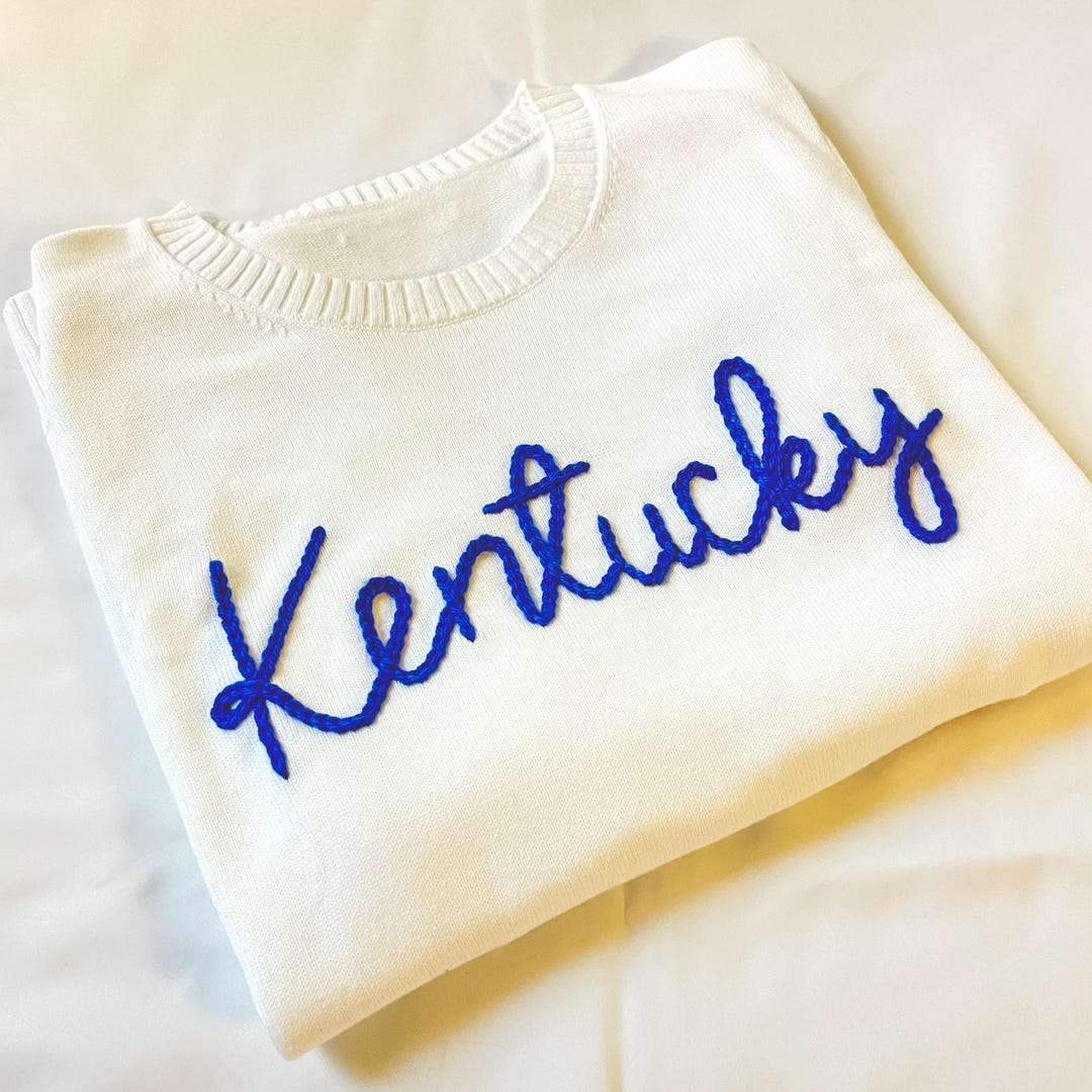 Kentucky Hand Embroidered Sweater - Etsy