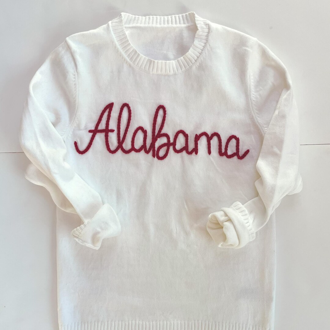 Alabama Hand Embroidered Sweater - Etsy