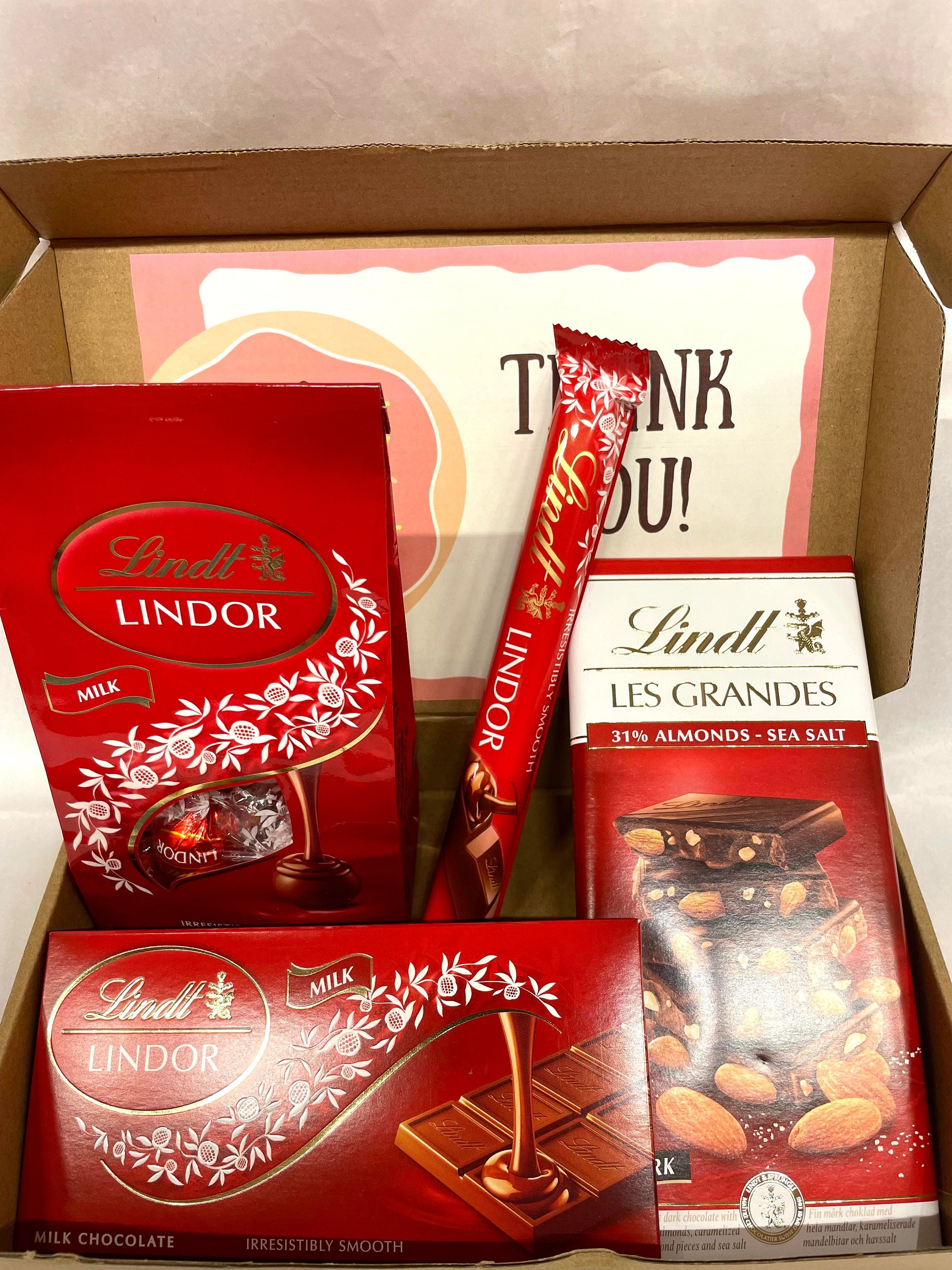 Personalised Lindt Lindor Milk Chocolate Hamper Gift Box Letterbox ...