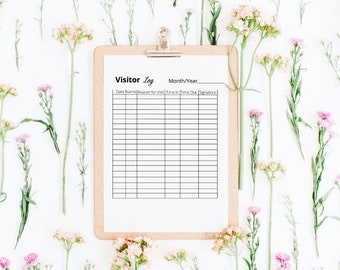 Visitor Sign in and Sign Out Log Sheet, A4 210mm X 298mm, PDF/JPG ...