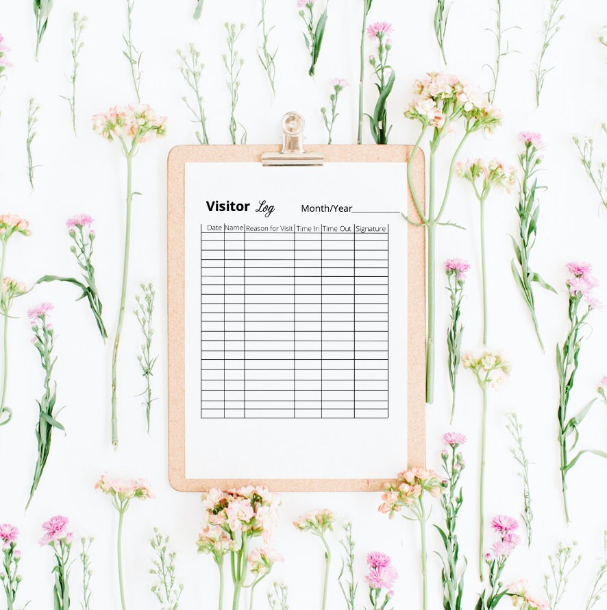 Visitor Log|instant Download|editable Vistor Sheet|printable Visitor ...