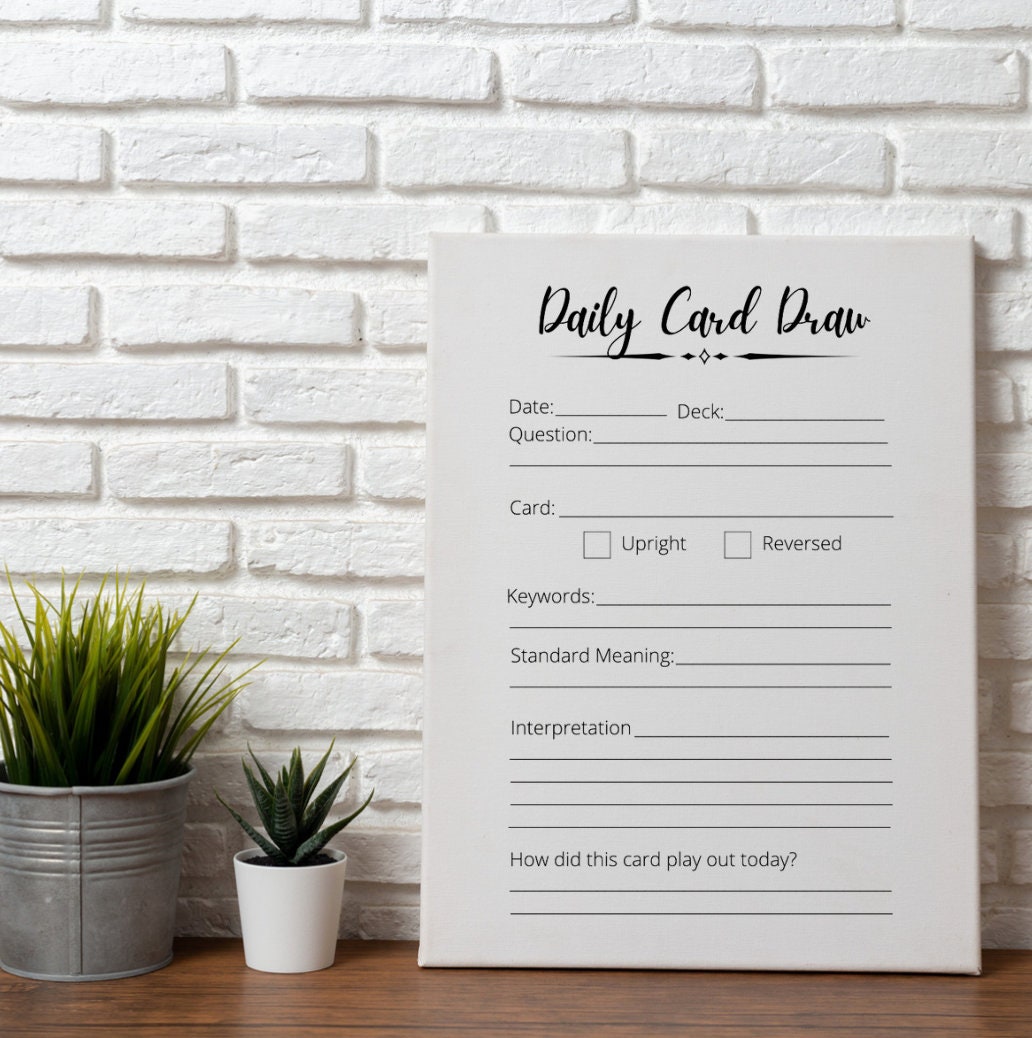 Daily Tarot Card Draw| Oracle Card Log| Digital Download| Tarot Log ...