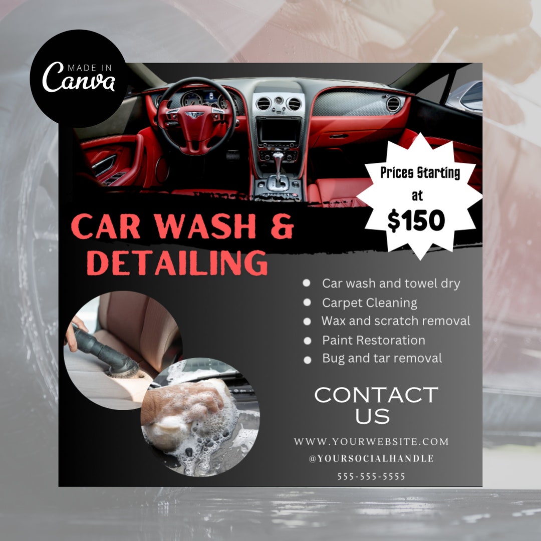 Car Wash Flyer/ Editable Car Wash Template/car Detailing Flyer/car Wash ...
