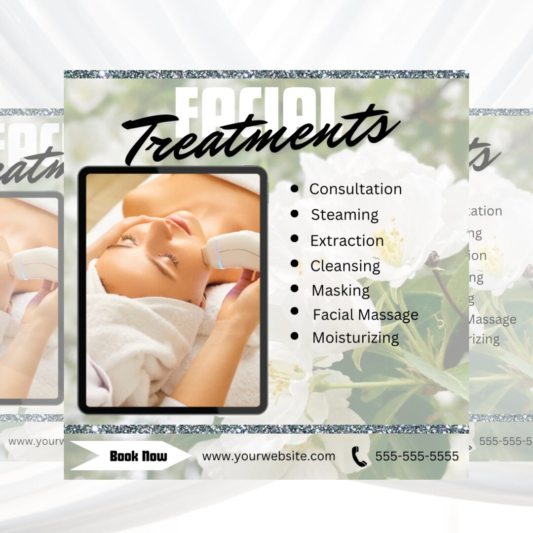 Facial Treatments Flyer/ Editable Digital Download/ Spa Specials Flyer ...