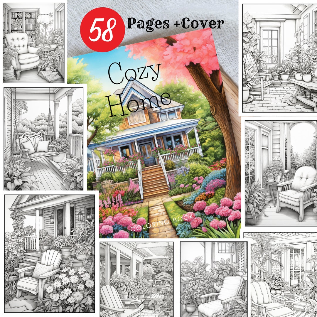 Cozy Home Coloring Book| Digital Download| Home Interior|58 Pages/ Home ...