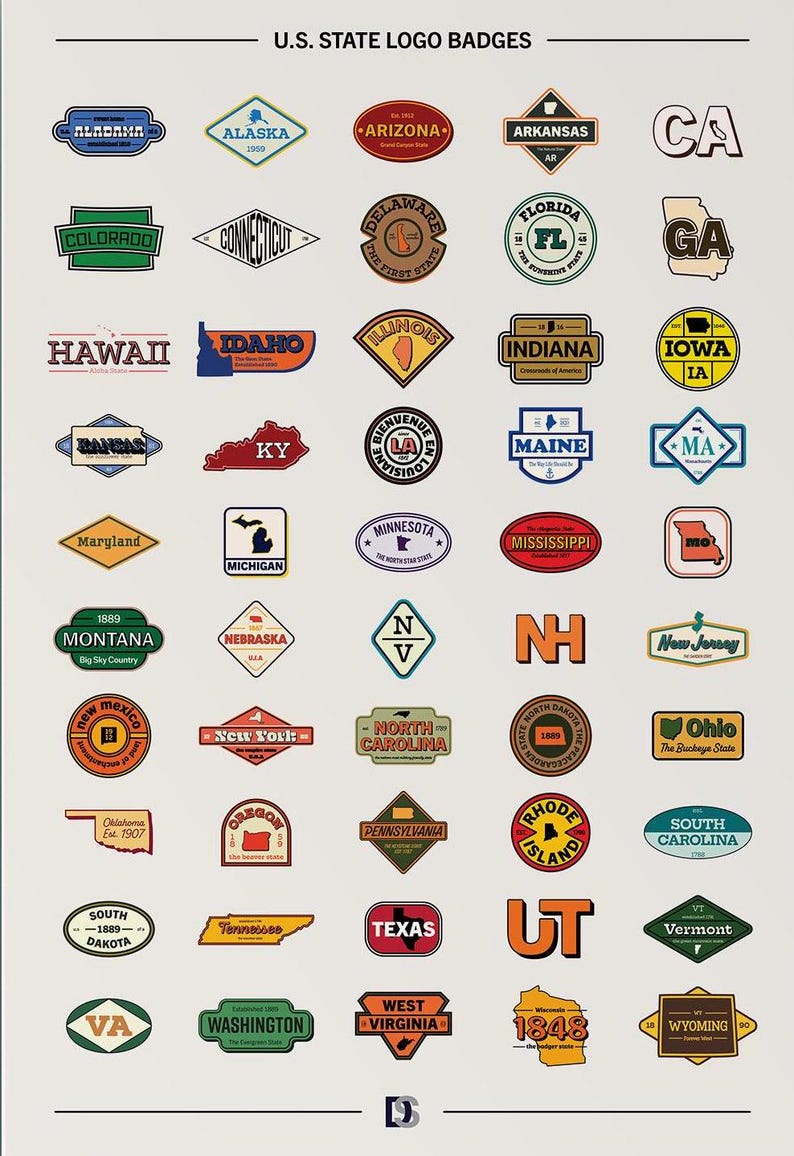 United States Badges Poster 24x36 - Etsy
