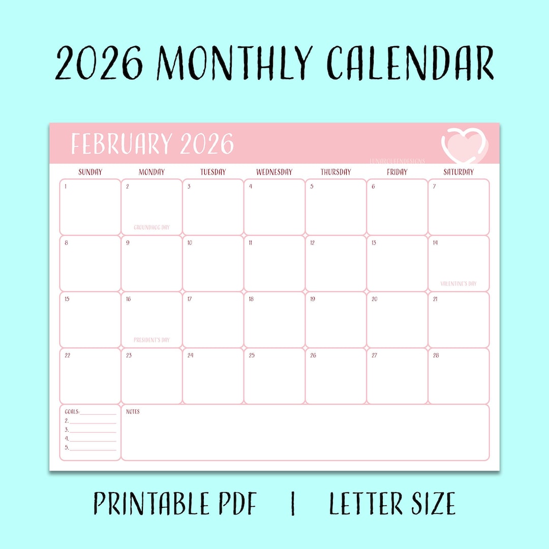 2026 Printable Monthly Calendar Digital Download PDF | Colorful Wall ...