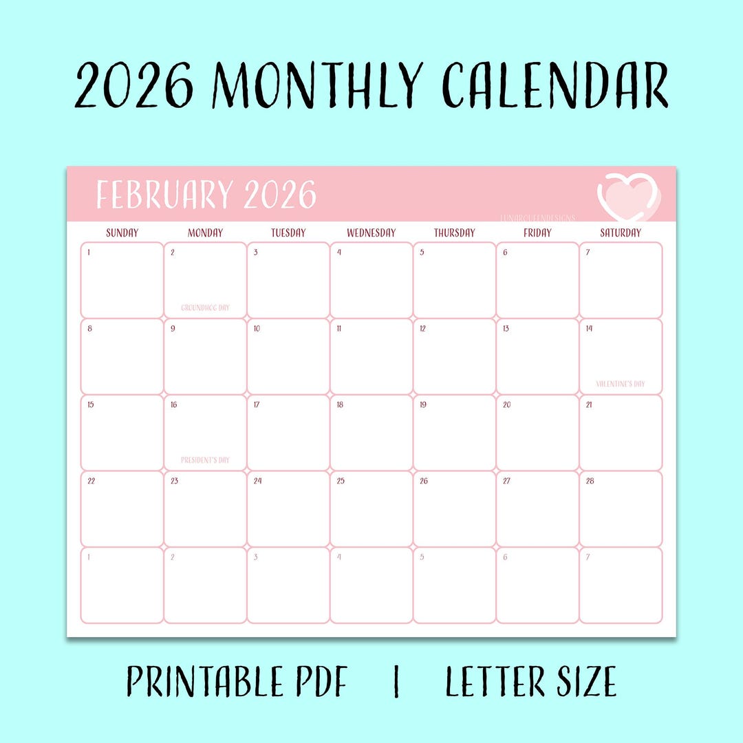 2026 Printable Monthly Calendar Digital Download PDF | Colorful Wall ...