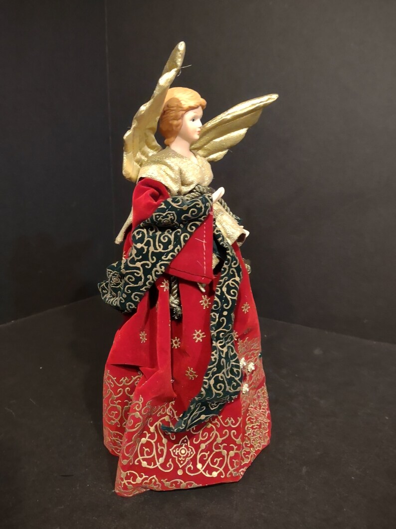 Christmas Angel Tree Topper Red Burgundy IMPERFECT lot 1388 - Etsy