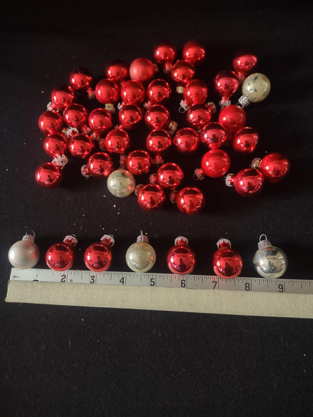 Vintage Christmas Mini Small 1" Assorted Red White Ornaments Lot of 40 ...