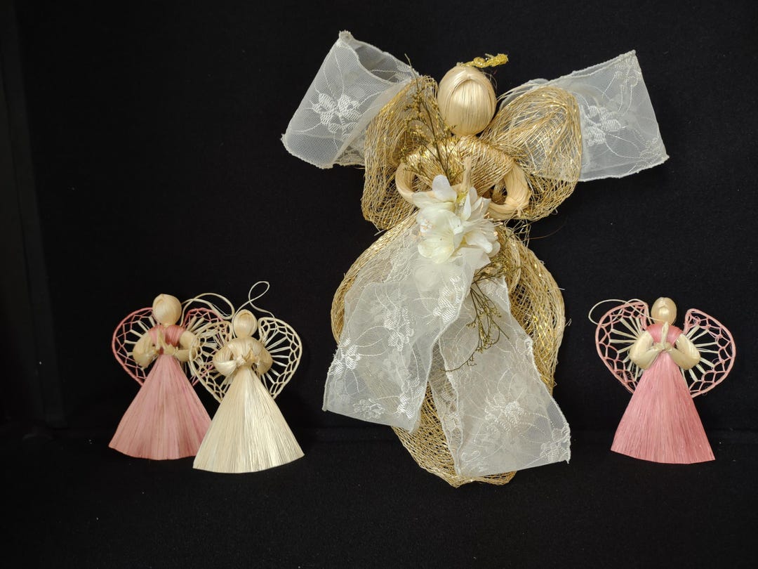 Set of 4 Straw Angels Christmas Ornament (lot 1759) - Etsy