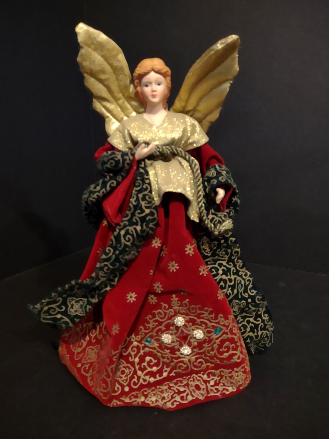Christmas Angel Tree Topper Red Burgundy IMPERFECT lot 1388 - Etsy