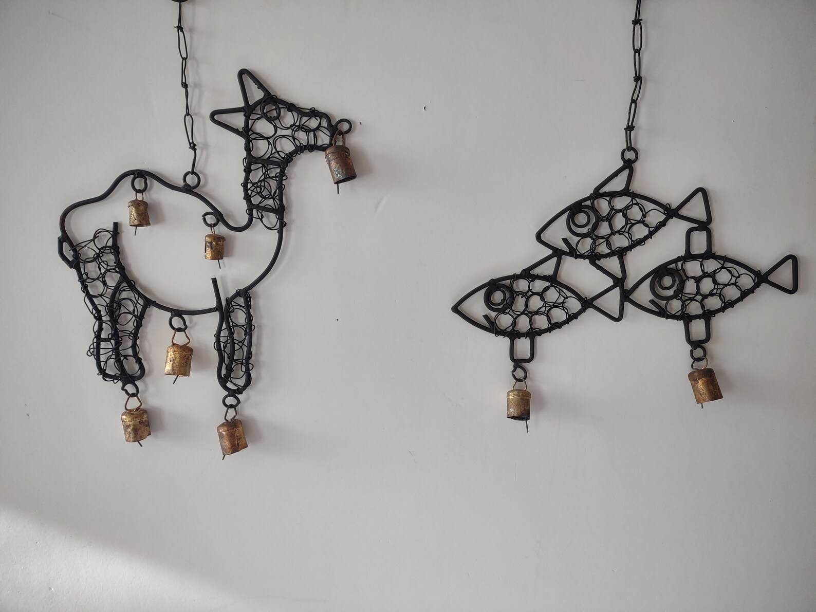 Vintage Primitive Rustic Christian Camel Fish Farmhouse Bell Wind Chime ...