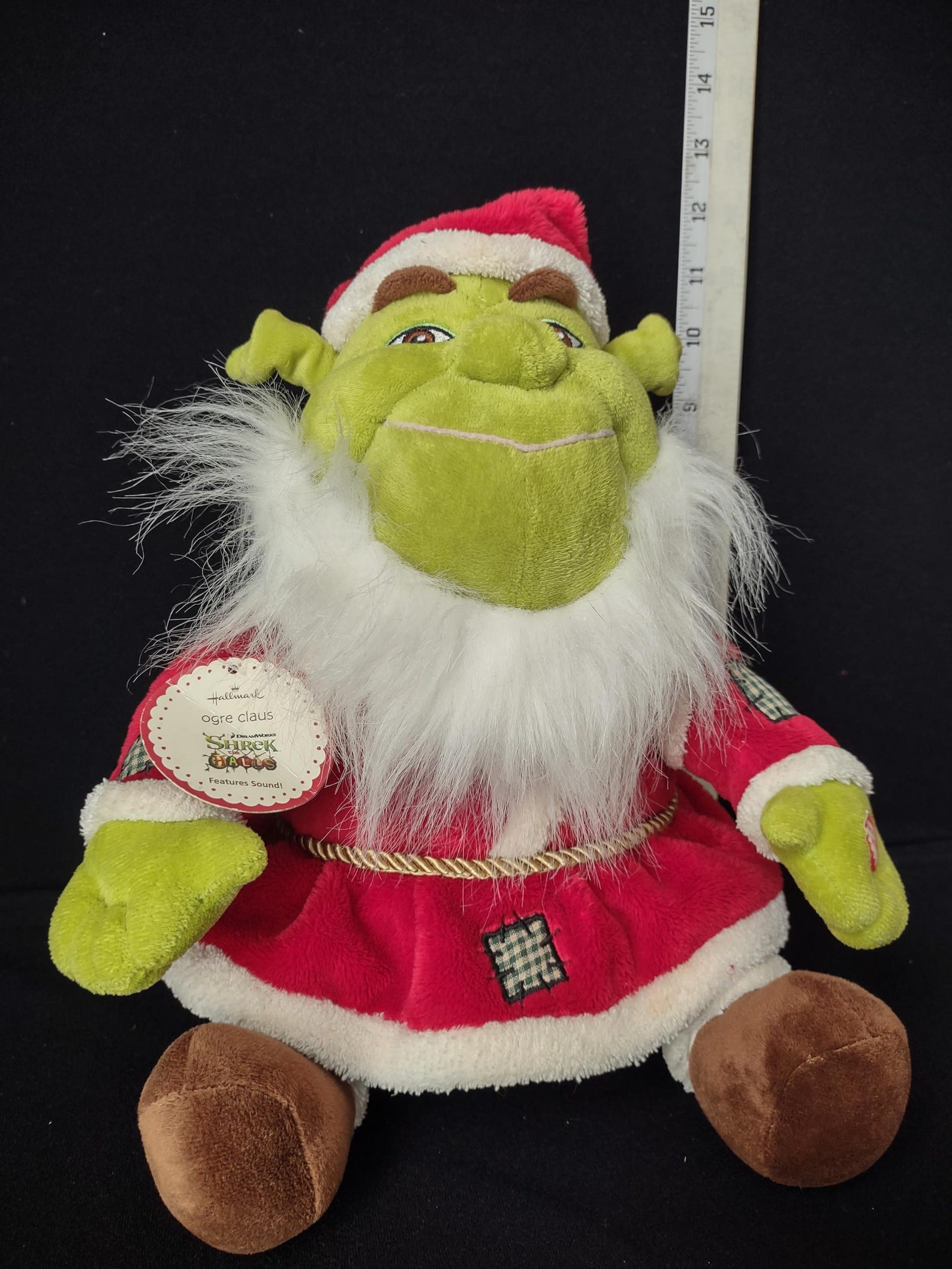 Hallmarl Shrek the Halls Talking Ogre Claus Plush Santa Stuffed 11 ...