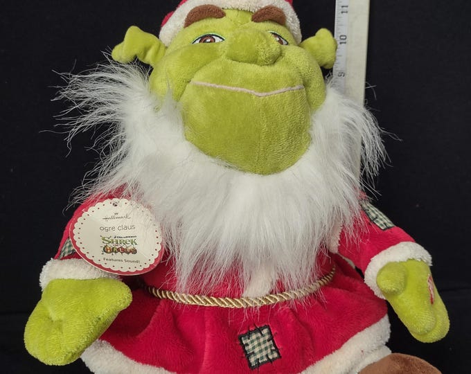 Hallmarl Shrek the Halls Talking Ogre Claus Plush Santa Stuffed 11 ...