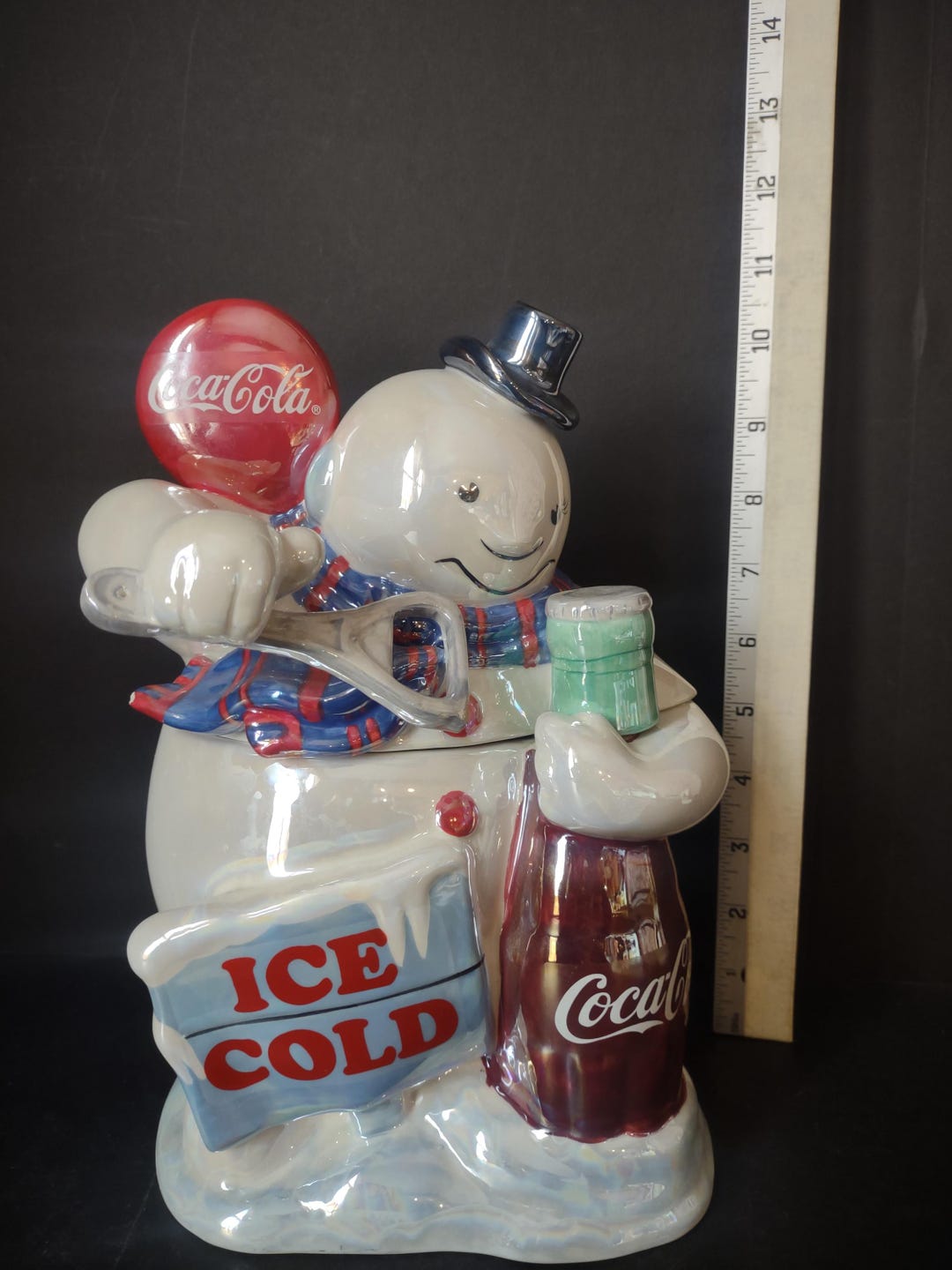 Coca Cola Snowman Coke Bottle Ice Cold Cookie Jar IMPERFECT (lot 2421 ...