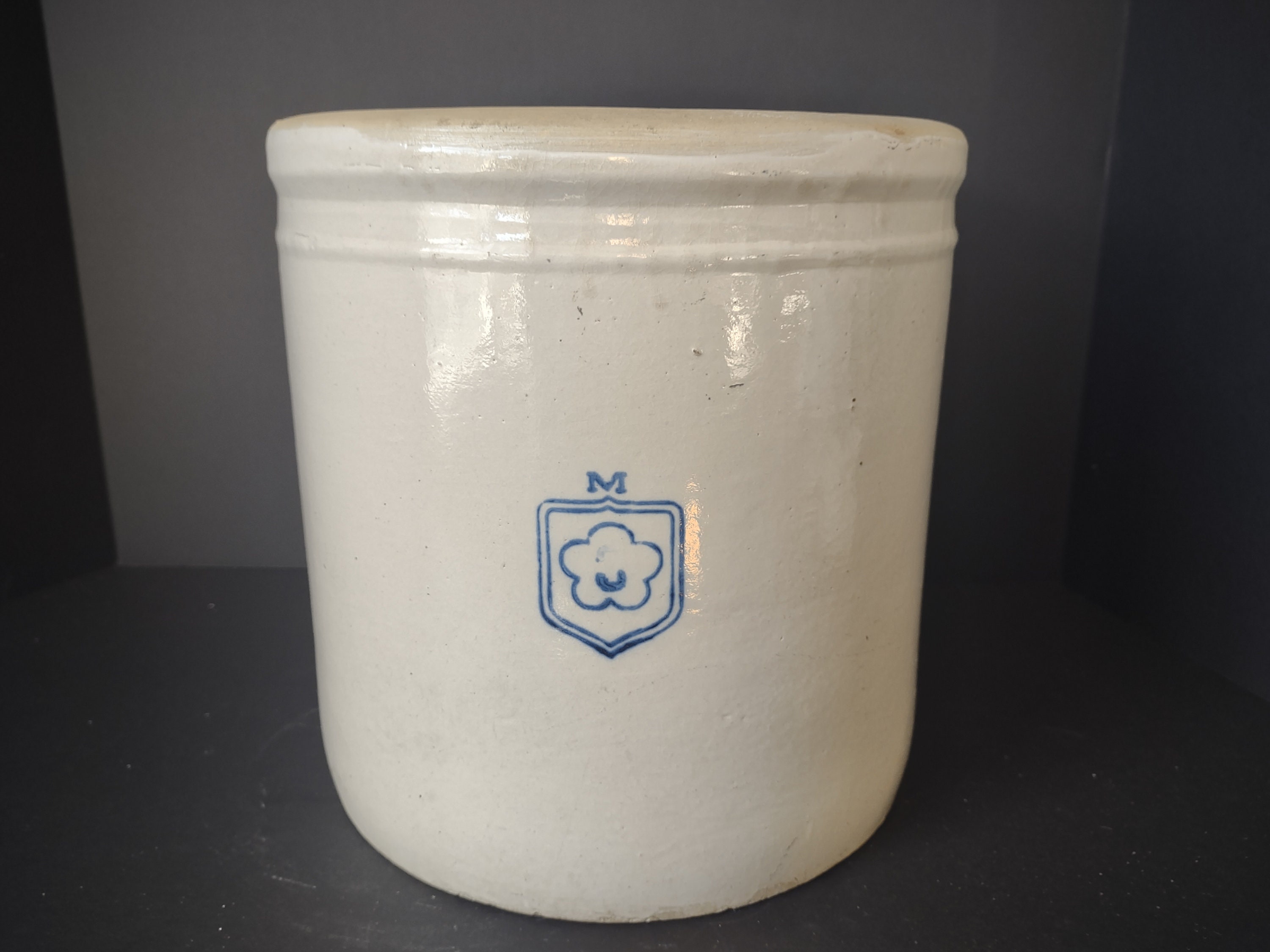 Vintage Farmhouse Stoneware 3 Gallon Crock White Pickle Jug Nelson McCoy