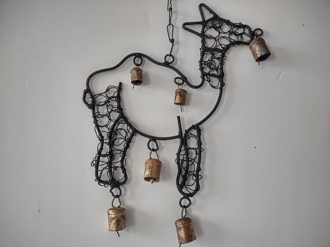 Vintage Primitive Rustic Christian Camel Farmhouse Bell Folk Art Wind ...