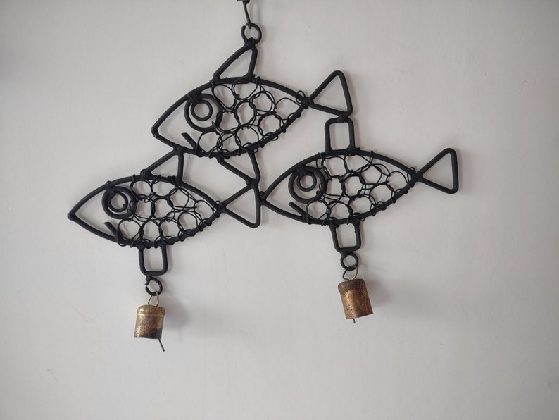 Vintage Primitive Rustic Christian Camel Fish Farmhouse Bell Wind Chime ...
