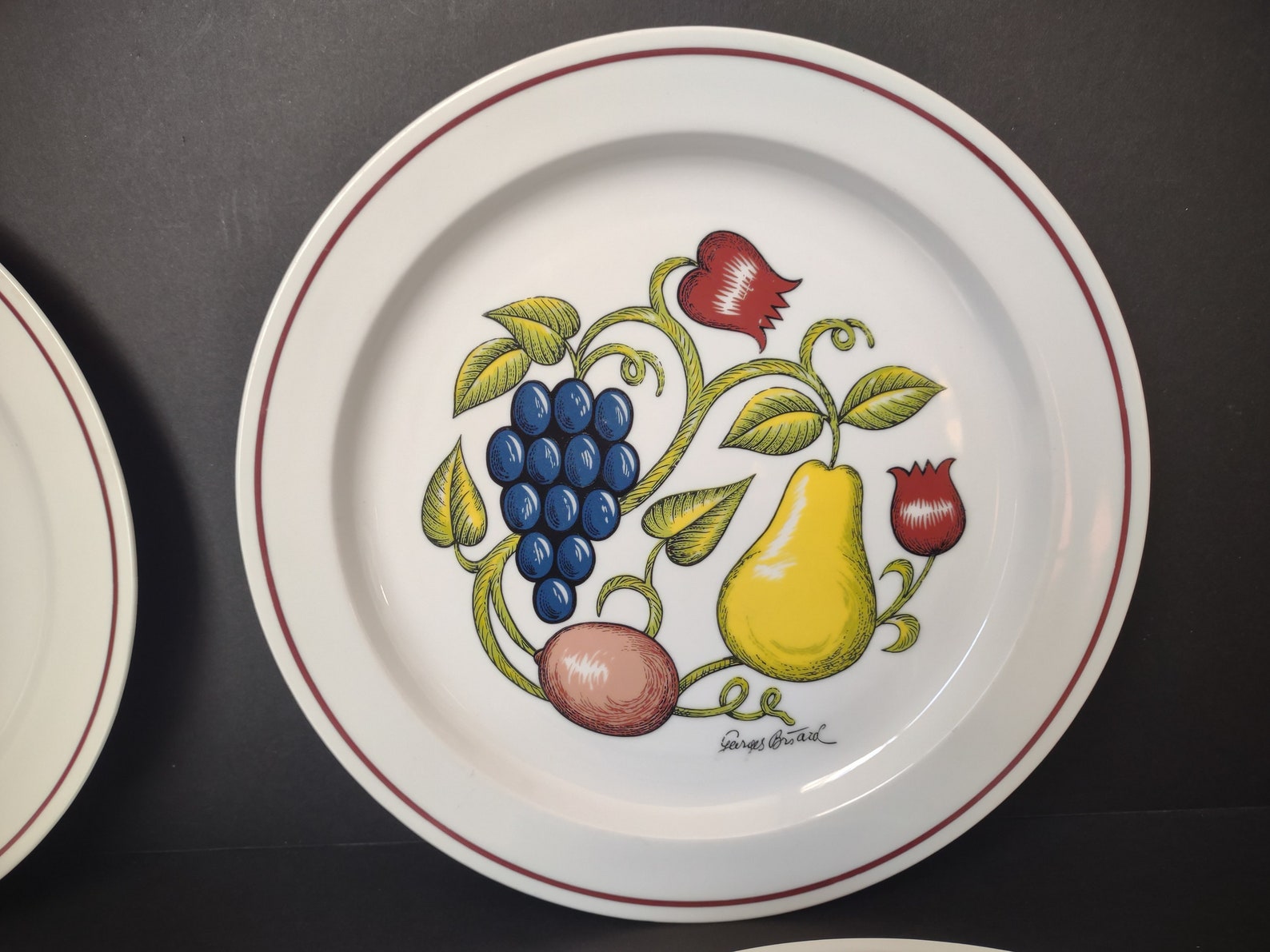 Set 4 Dinner Plate Arbor George Briard Fruit Grape Thanksgiving (lot ...