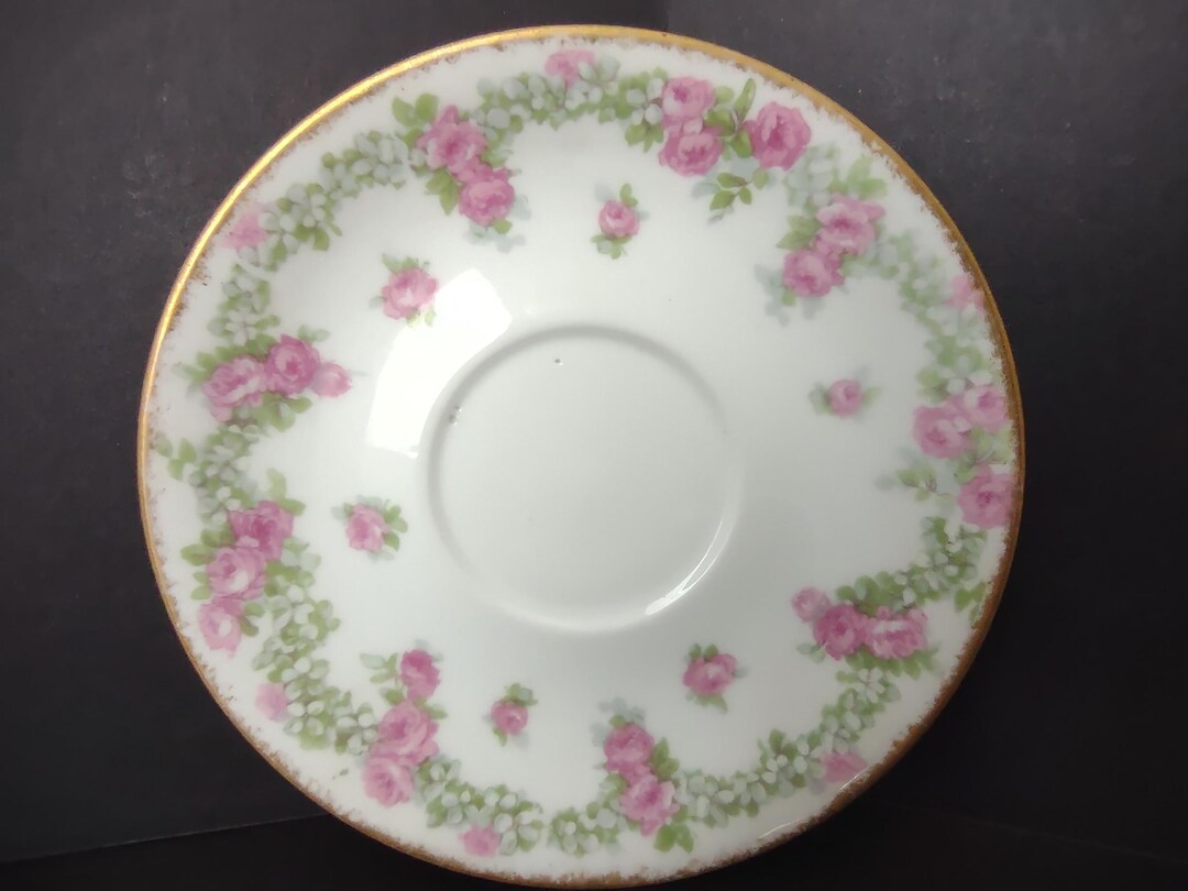 JP France for T.G. Evans & Co Pittsburgh Saucer ONLY Rose Garland (lot ...
