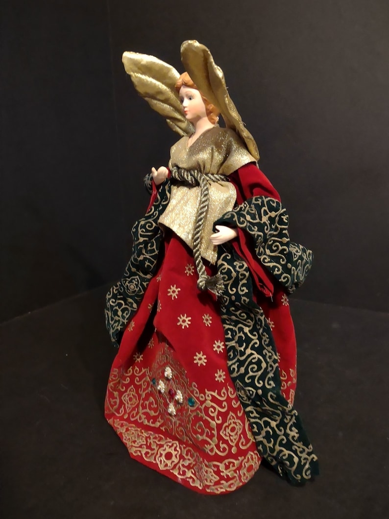 Christmas Angel Tree Topper Red Burgundy IMPERFECT lot 1388 - Etsy