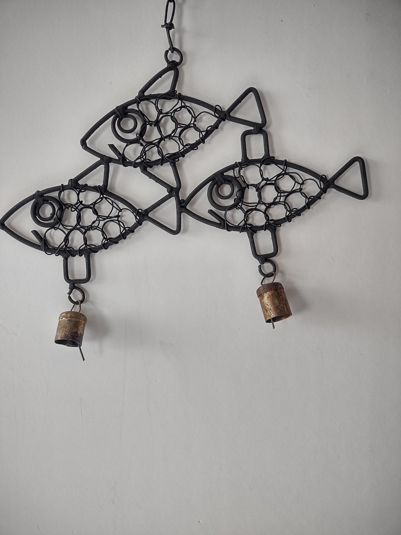 Vintage Primitive Rustic Christian Camel Fish Farmhouse Bell Wind Chime ...