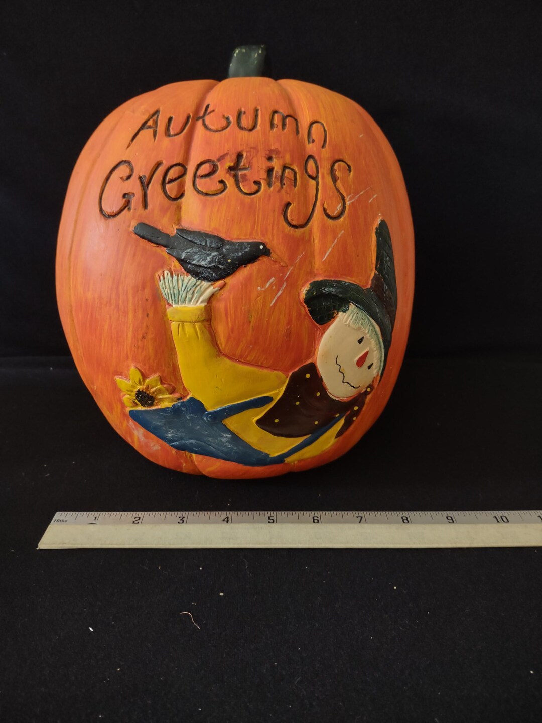 Halloween/thanksgiving Ceramic Welcome Scarecrow Pumpkin (lot 3121) - Etsy