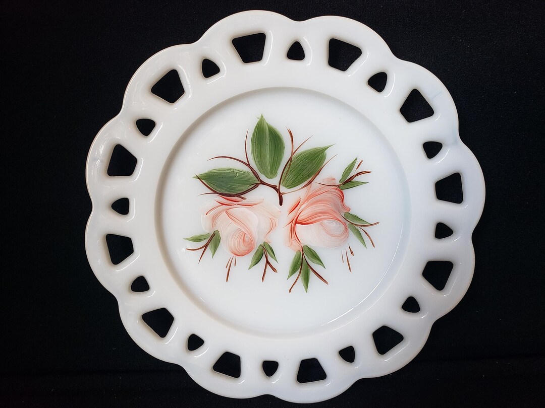 Vintage Westmoreland Roses Motif Milk Glass Wall Plate lot 2187 - Etsy