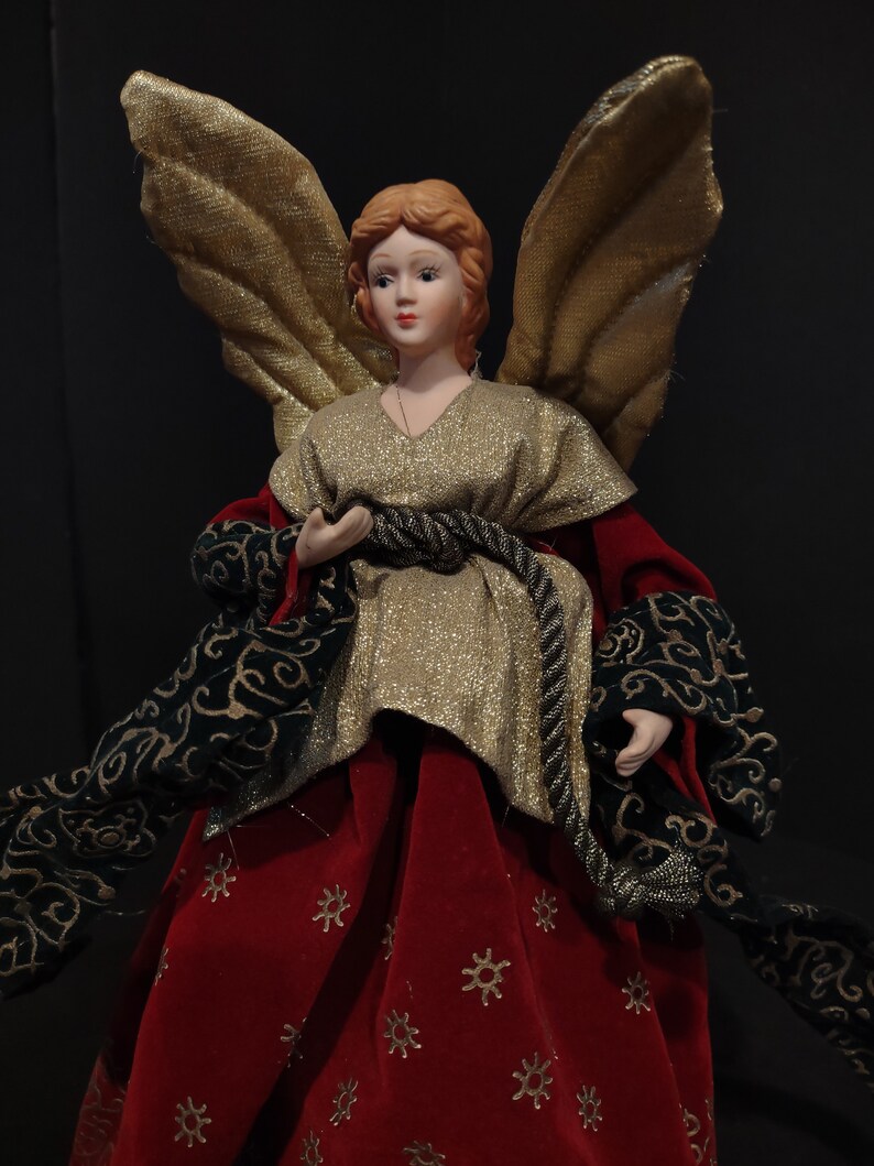 Christmas Angel Tree Topper Red Burgundy IMPERFECT lot 1388 - Etsy