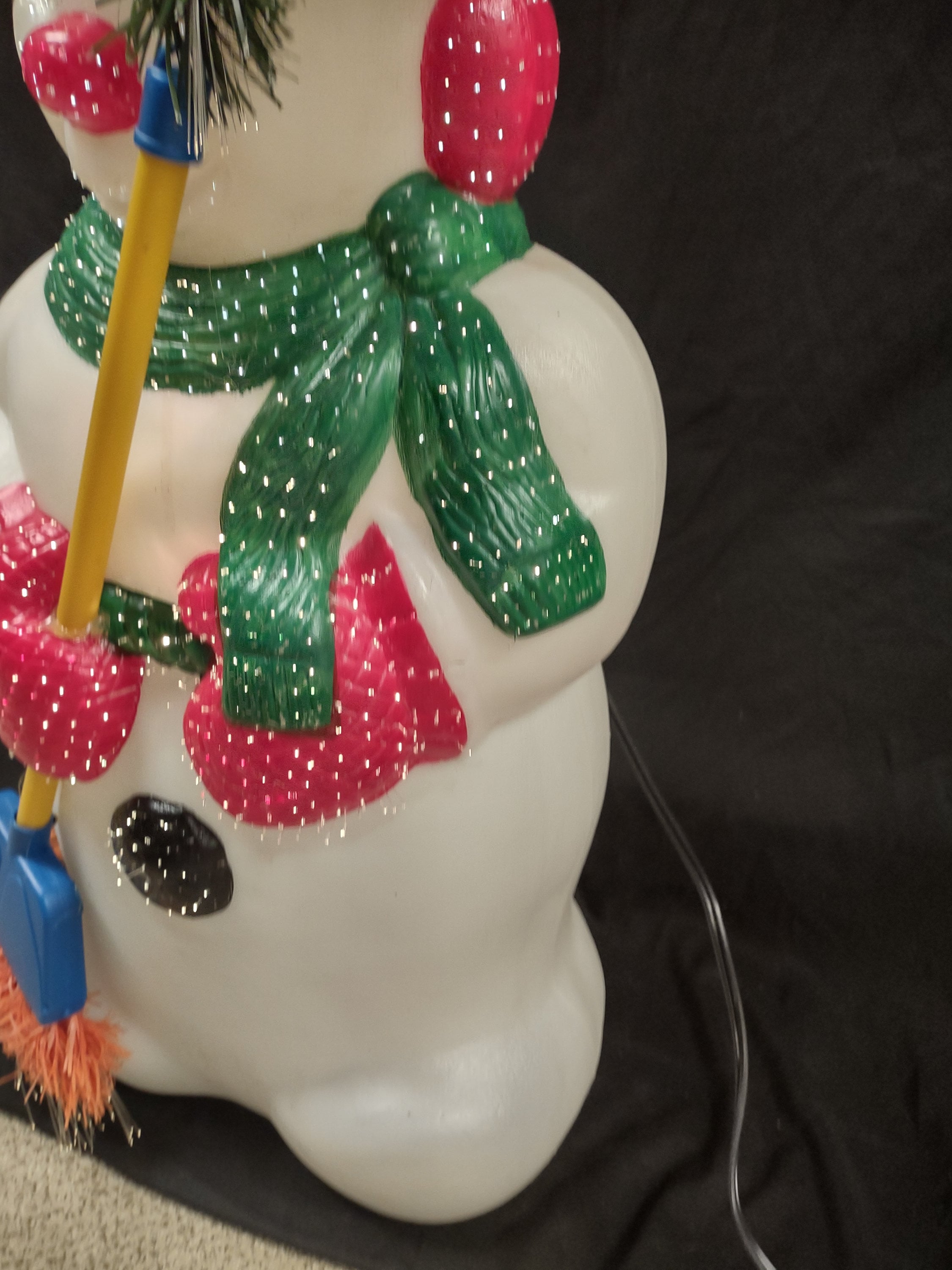 Vintage Christmas Fiber Optic Color Changing Blow Mold Snowman 32 lot ...