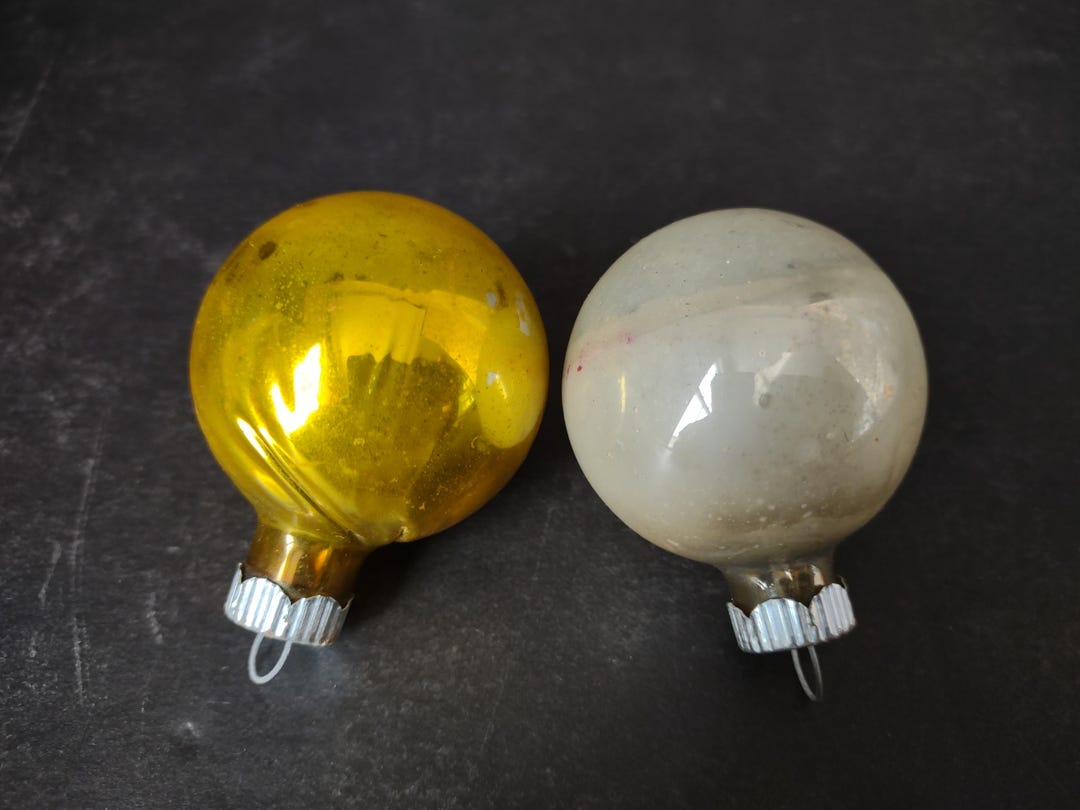 Vintage Christmas Ornament Bulb X 2 Shiny Brite 1-3/4" IMPERFECT (lot ...