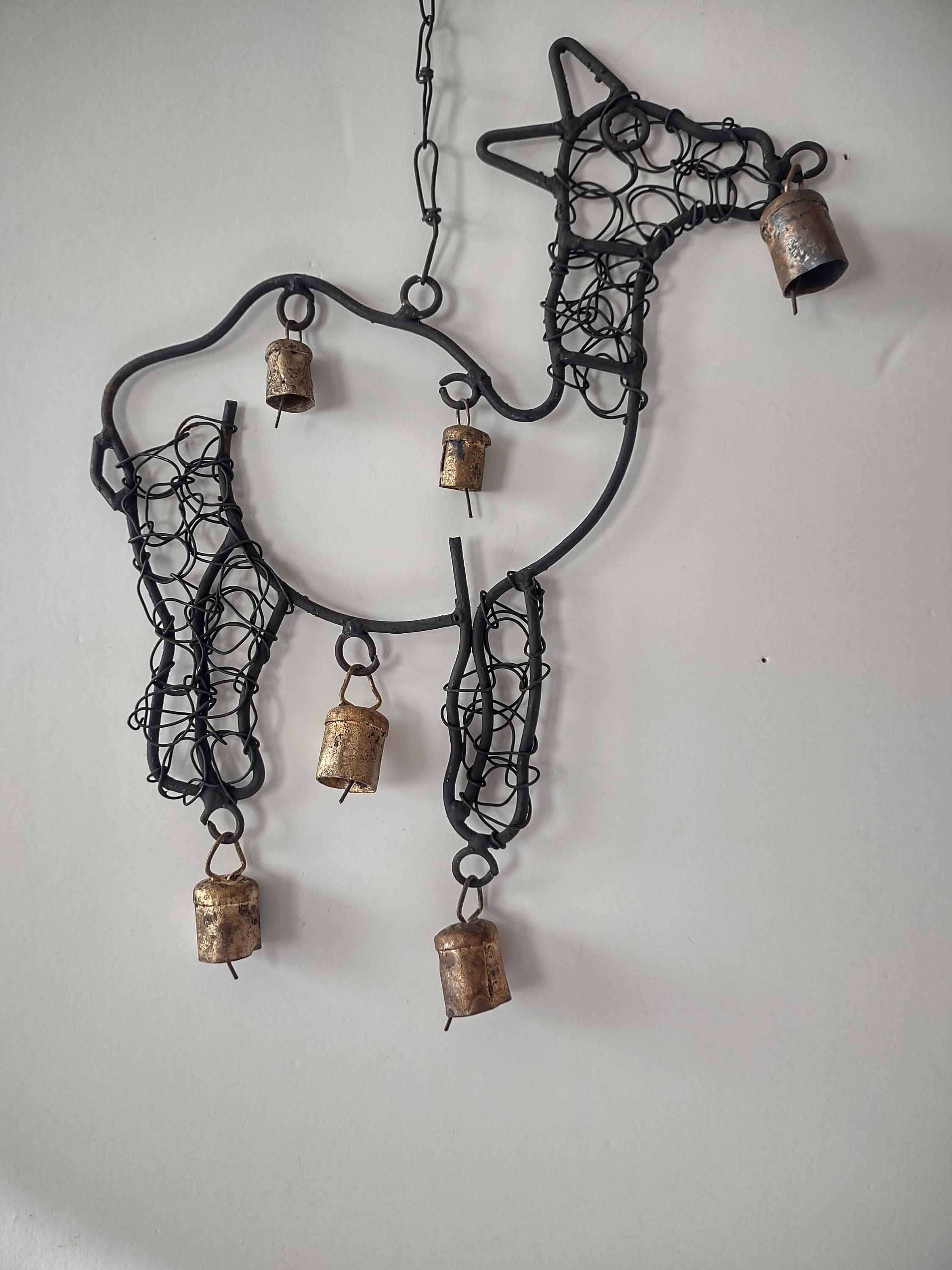 Vintage Primitive Rustic Christian Camel Farmhouse Bell Folk Art Wind ...