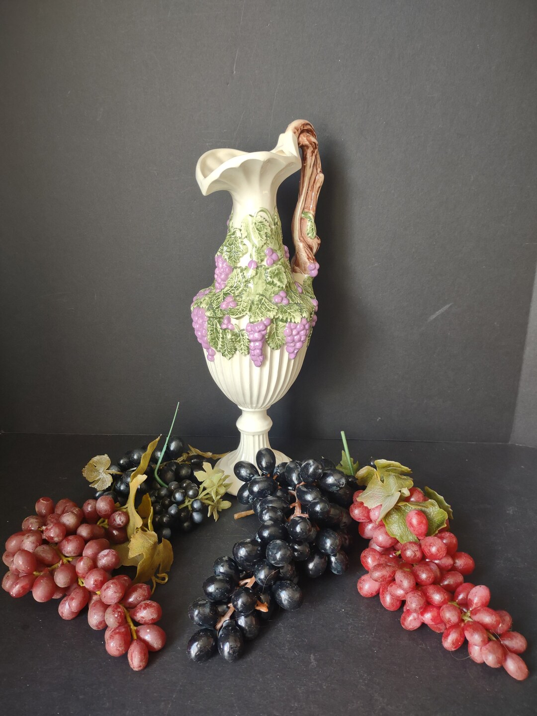 Vintage Faux Grape Clusters Ceramic Pitcher Italian Design lot 1260 - Etsy