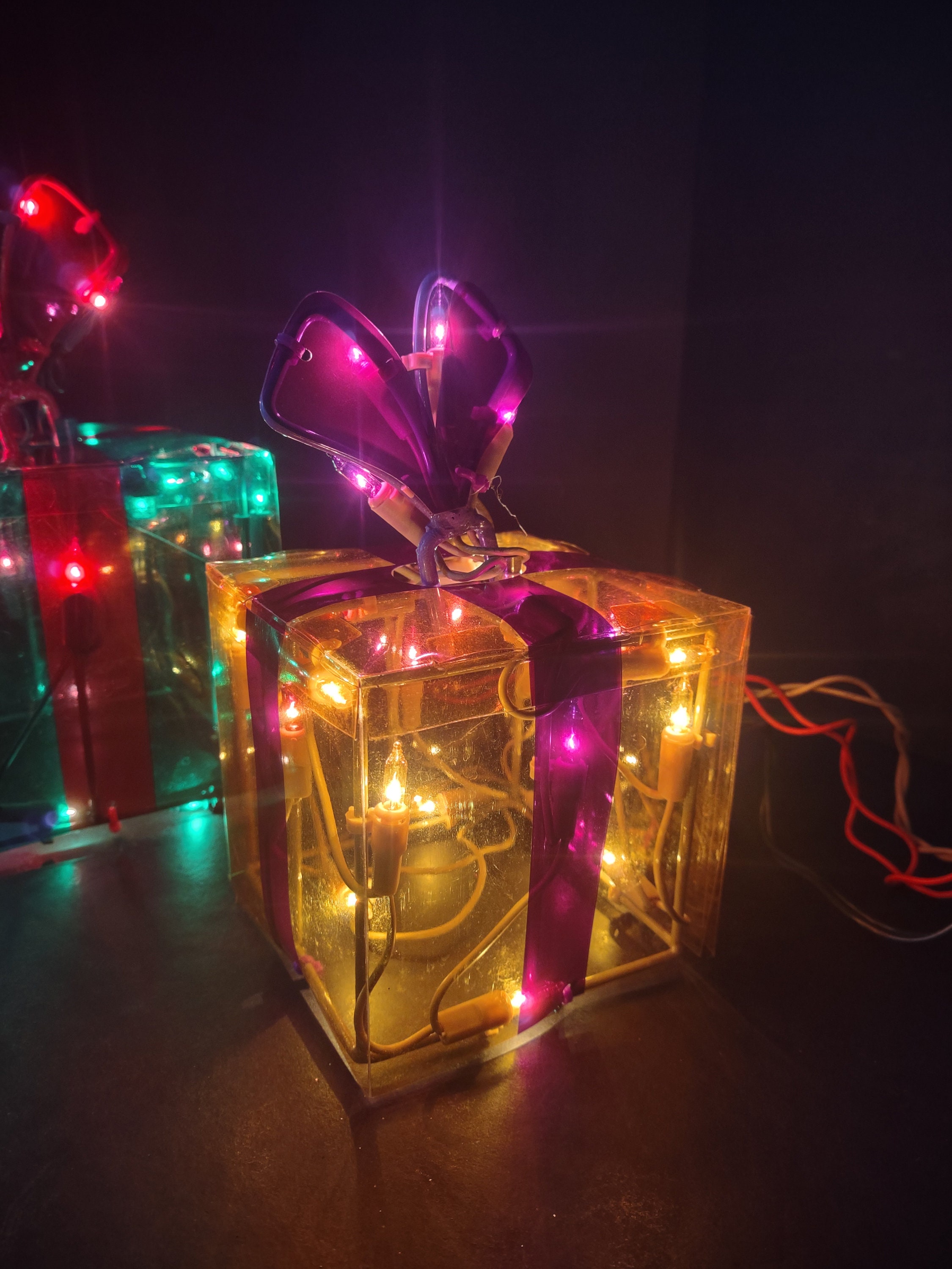 Christmas Gel 3 D Set of Light up Present Gift Boxes lot 1370 - Etsy