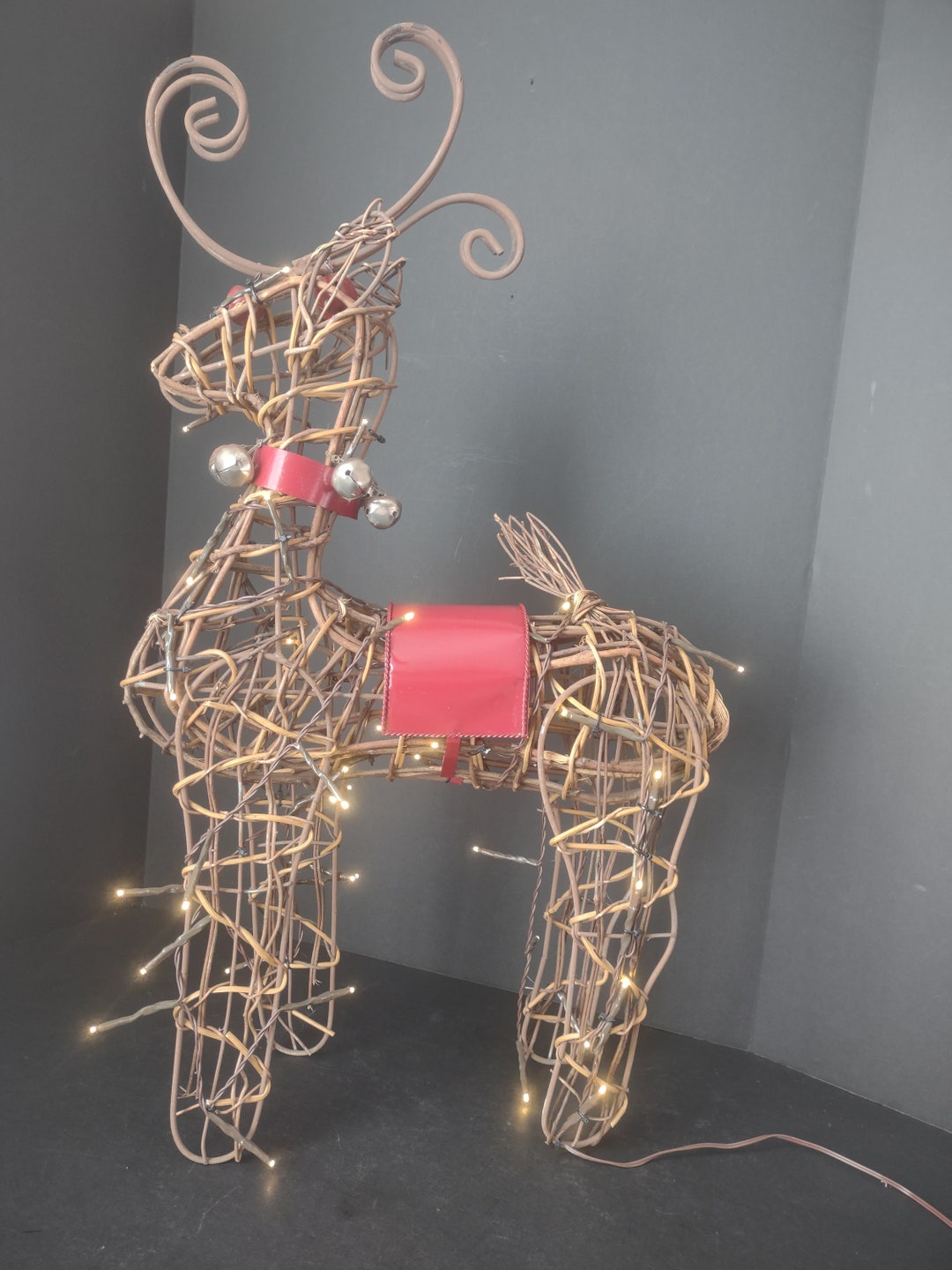 Vintage Christmas Decor Reindeer Grapevine Bells 27 lot - Etsy