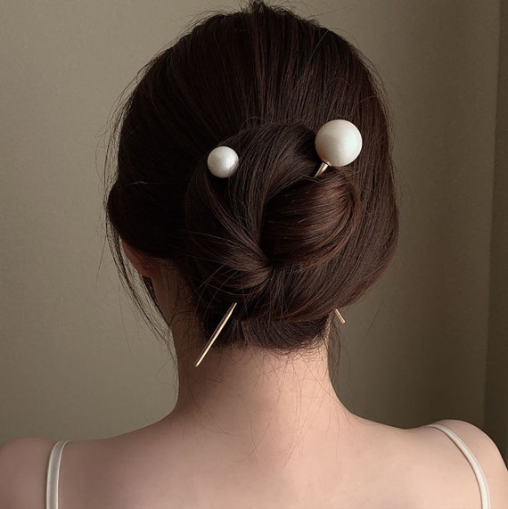 Metal Pearl Bun Holder Hair Accessories updo Bun Makerbun - Etsy