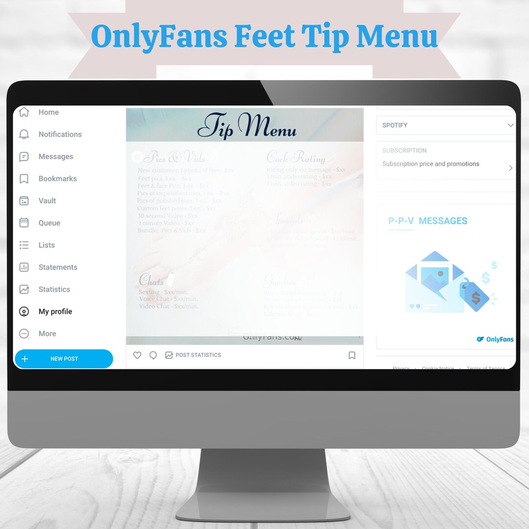Onlyfans Feet Tip Menu With Photo Upload Editable Template - Etsy