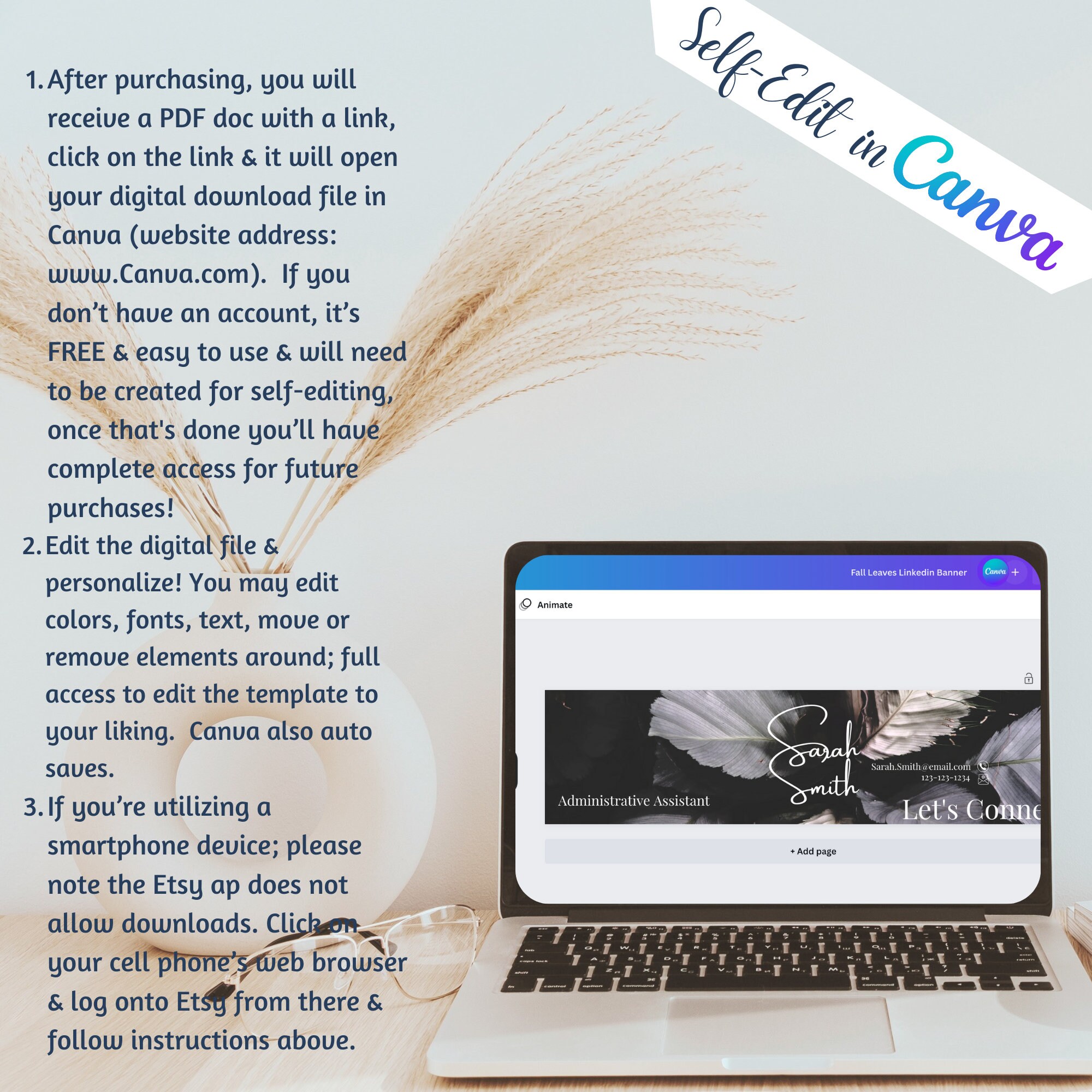 Professional Linkedin Banner, DIY Template, Instant Download - Etsy