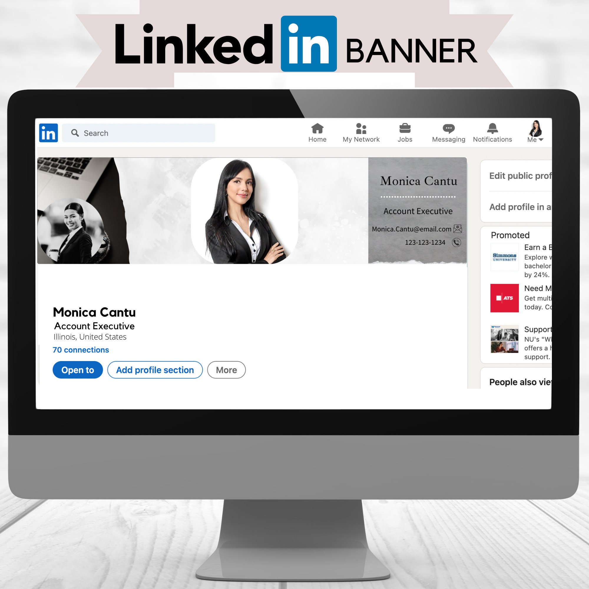 Professional Linkedin Banner, DIY Template, Instant Download - Etsy