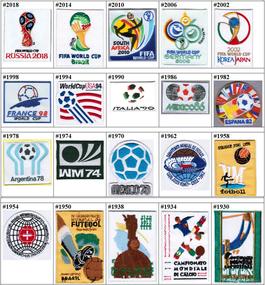 1930 2018 1st 21st FIFA World Cup Football Soccer Badge Iron on ...