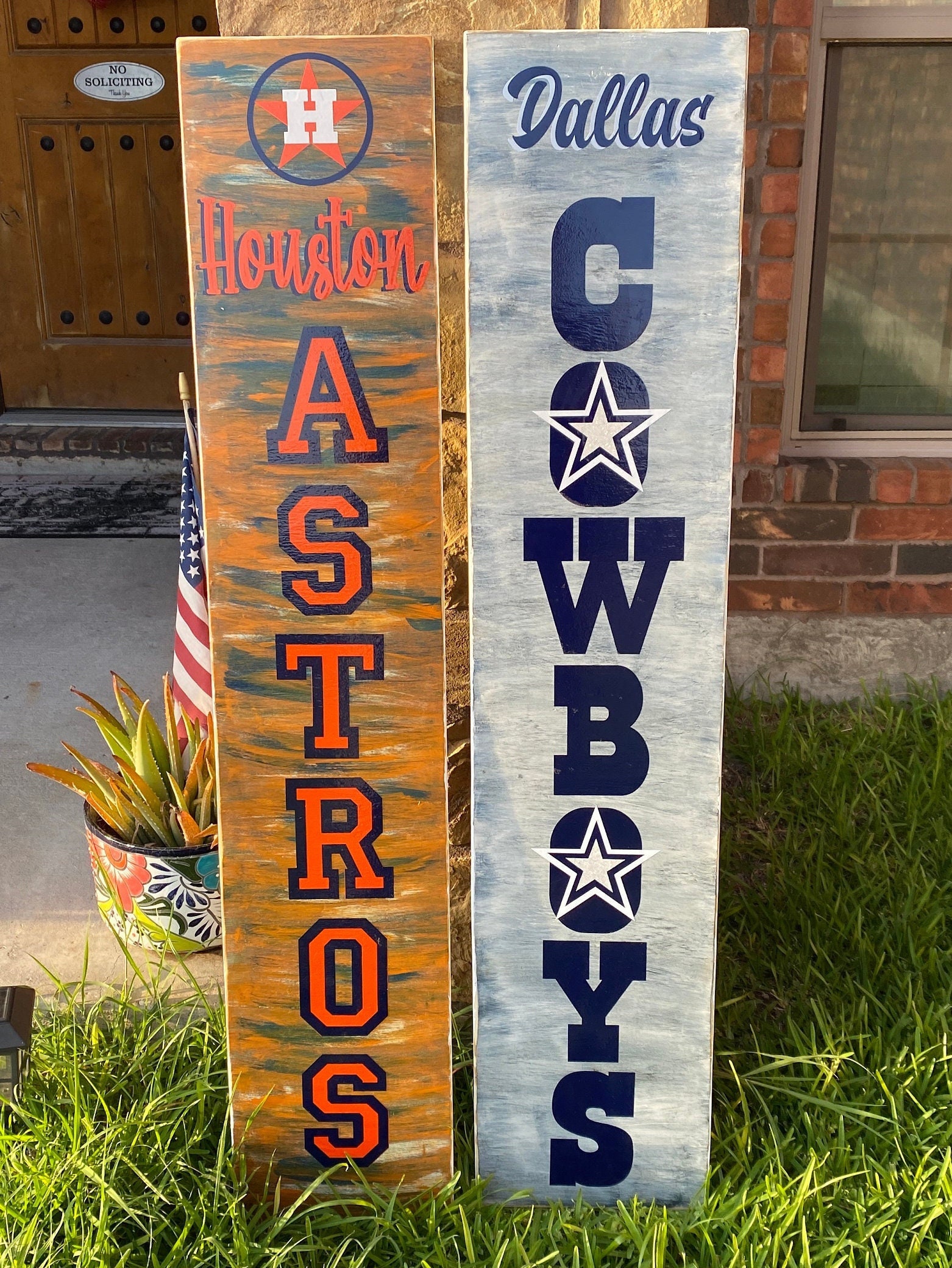 Two-sided Sports Team Porch Sign, Dallas Cowboys, Houston Astros - Etsy